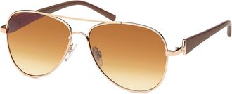 styleBREAKER Damen Sonnenbrille in Pilotenform mit getönten Verlaufsgläsern | Metallrahmen mit Strassstein und lackierten Bügeln | UV400 Schutz, Gestell Gold-Dunke