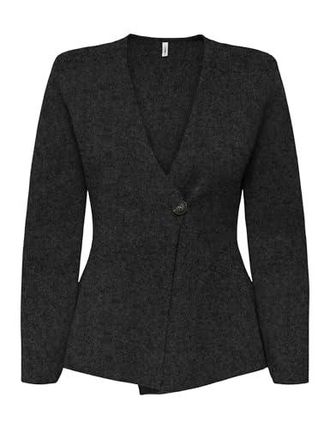 Only Onlmyera Life LS One Button Cardigan KNT, Gris fonc&eacute; m&eacute;lange, XS Femme, Gris fonc&eacute; m&eacute;lange, XS