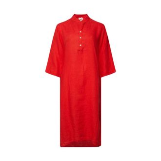 Tiffany & Co. Langes Hemdkleid mit Tasche aus Leinen - - Dresses - Damen - Rot - S/M