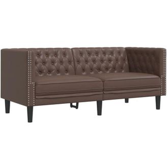 vidaXL Chesterfield-Sofa 2-Sitzer Braun Kunstleder Vidaxl