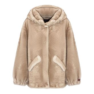 Lou Andr&eacute;a Kapuzenmantel aus Kunstpelz - - Jackets - Damen - Beige - S