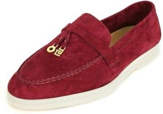 Generic ZBDP Printemps et Automne Mode Femmes Casual Chaussures plates Chaussures plates Mocassins à semelle épaisse, rouge vin, 40.5 EU