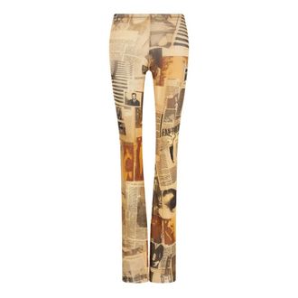 Jean Paul Gaultier Femme, Pantalons, Multicolore, Taille: 34 FR All-over The Journal Print Stretch Tulle Pantalons
