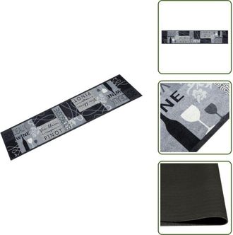 vidaXL K&uuml;chenteppich Waschbar Wein Grau 60x300 cm Samt - K&uuml;chenl&auml;ufer - Samt - Laufmatta - Rutschfest - Maschinenw&auml;sche