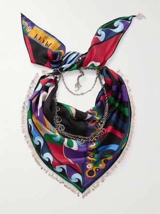 Pucci Foulard En Serge De Soie Imprimée À Ornement - Noir