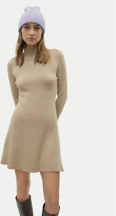 Vero Moda Strickkleid Gold 10311379 Braun Regular Fit