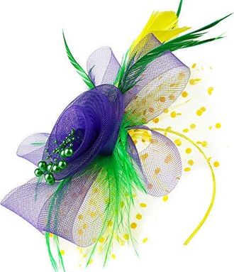 Dreshow Fascinator Chapeau Plume Mariage Dames Day Bandeau et Clip Cocktail Tea Party Chapeau pour Fille et Femmes