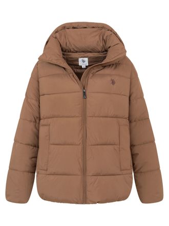 U.S.Polo Association Damen Winter-Steppjacke - mit gef&uuml;tterter Kapuze & Stehkragen