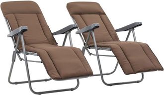 vidaXL Vidaxl - Chaises pliables de jardin avec coussins lot de 2 Marron