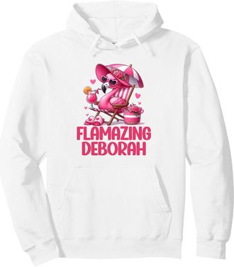 BDAZ Flamazing Deborah Pink Flamingo Tropical Beach Scene Damen Pullover Hoodie
