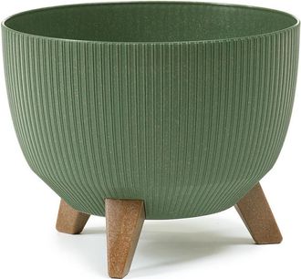 HowHomely Deko Blumentopf mit 3 Beinen Hoch 20 cm - Gr&uuml;n Blumen&uuml;bertopf - Langlebige und Leichte &Uuml;bertopf 25 cm Durchmesser