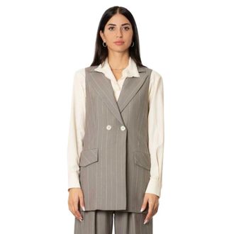 Simona Corsellini Femme, Vestes, Gris, Taille: 42 FR Gilet gessato