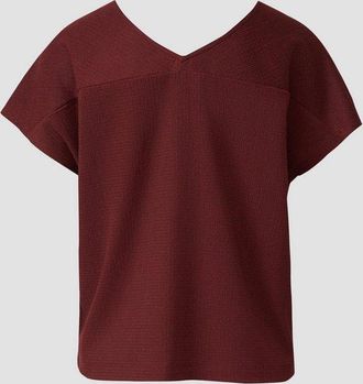 s.Oliver Kurzarmshirt T-Shirt Strukturiertes V-Neck-T-Shirt im Relaxed Fit
