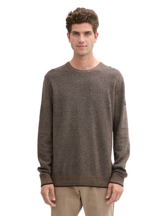 Tom Tailor Herren Multicolor Strickpullover, 37637 - Navy Camel Mouline, XXL