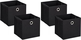 Relaxdays Aufbewahrungsbox, Ordnungsbox aus Stoff, 2er-Set, HxBxT: 30,5 x 30,5 x 30,5 cm, Faltbarer Regalkorb, schwarz (Packung mit 2)