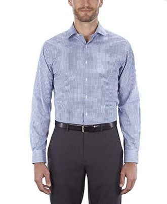 Van Heusen Dress Shirt Regular Fit Flex Collar Check Chemise, Midnight, 15 Neck / 34-35 Sleeve Homme
