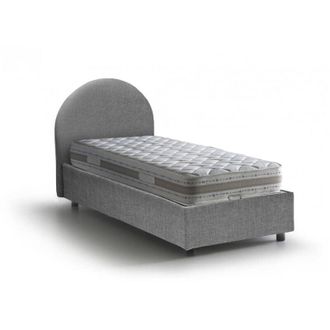 Talamo Italia Einzelbett Emma, Containerbett mit Stoffbespannung, 100% Made in Italy, Front&ouml;ffnung, inklusive Matratze 80x190 cm, Grau - Talamo Italia