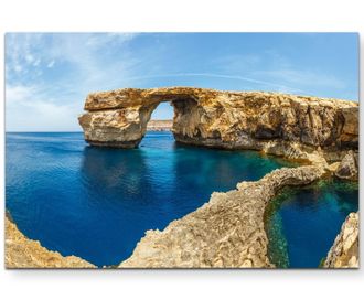 Paul Sinus Art Leinwandbilder | Bilder Leinwand 120x80cm Felsentor Azure Window auf Malta
