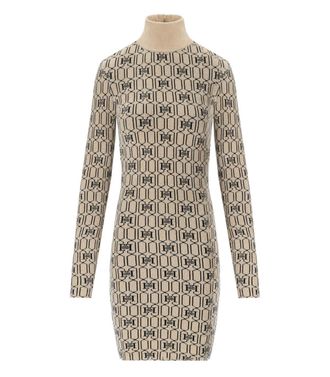 Elisabetta Franchi ROBE EN MAILLE MONOGRAM CHAMPAGNE ELISABETTA FRANCHI