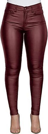 Onsoyours PU Coated Pantalon Femmes Sexy Taille Haute Moulante Élastique Leggings Aspect Cuir PU Crayon Slim Collants Sport Danse Basique Pantalon Skinny Pants 