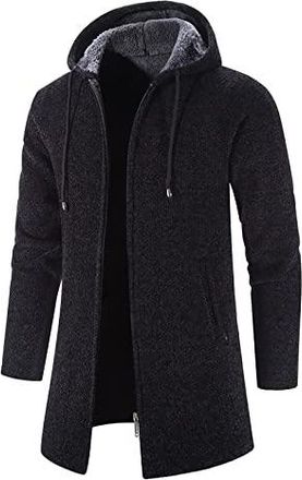 TOMWELL Manteau Homme Chaud Long Veste en Laine Hiver Long Trench Coat Slim Outerwear Couleur Unie Parka Trench Coat