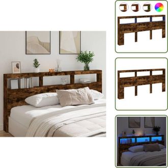 vidaXL LED-Kopfteil mit Ablage R&auml;uchereiche 220x17x102 cm - LED-Kopfteil - Betthaupt - Kopfteil Mit Beleuchtung - Nachttischlampe - Wohnzimmerdeko