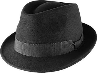 Classic Italy Chapeau Trilby Feutre Homme ou Femme Trilby - Taille 60 cm - Noir