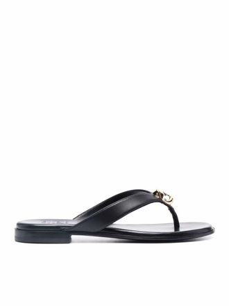 Givenchy sandales en cuir &agrave; plaque logo - Noir