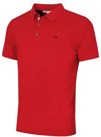 Calvin Klein Hommes Campus 3 Bouton léger côtelée col Polo - Sport Rouge - XXL
