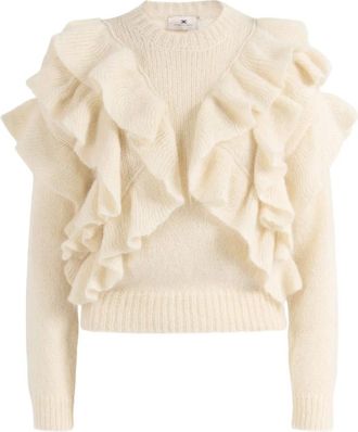 Elisabetta Franchi Femme, Pulls, Beige, Taille: 40 FR Maglia Tricot Burro