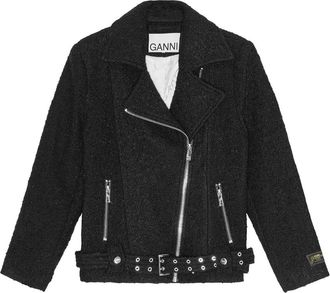 Ganni Bouclé-Bikerjacke - Schwarz