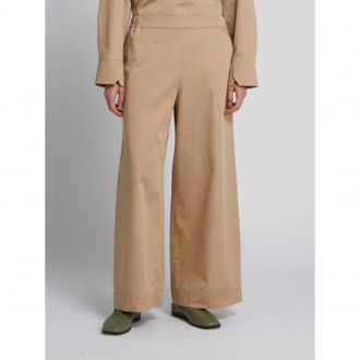 Max Mara Femme, Pantalons, Beige, Taille: 42 FR Pantalon large &agrave; jambes droites