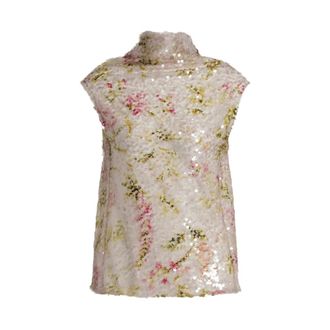 Alberta Ferretti Femme, Blouses et Chemises, Multicolore, Taille: 38 FR Haut Sans Manches &agrave; Col Montant