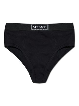 Versace slip à taille logo - Noir