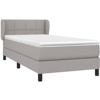 vidaXL Vidaxl - Lit &agrave; sommier tapissier avec matelas Gris clair 100x200cm Tissu