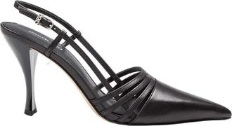 Michael Kors Hohe Schuhe - Haisley Slingback In Black Leather - Gr. 5_5 - in Grau - f&uuml;r Damen