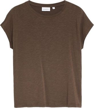 Comma Kurzarmshirt T-Shirt T-Shirt in Flammgarnstruktur im Regular Fit