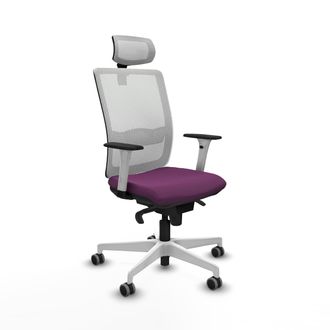 Piqueras y Crespo Haches lila Schreibtischstuhl mit wei&szlig;en und schwarzen Armlehnen, h&ouml;henverstellbare Lendenwirbelst&uuml;tze und h&ouml;henverstellbares Kopfteil, Wei&szlig;/Violett