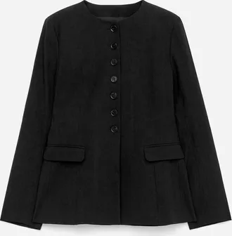 Arket Blazer Aus Leinenmischung -Schwarz