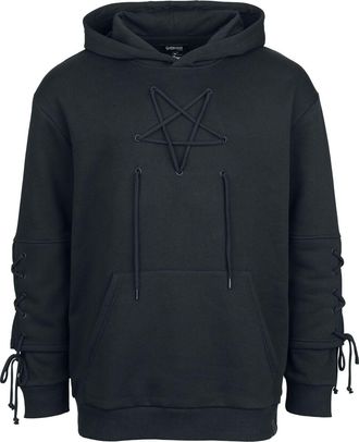 Gothicana by EMP Herren schwarzer Kapuzenpullover mit Pentagrammotiv anhand von &Ouml;sen mit Schn&uuml;rung XL