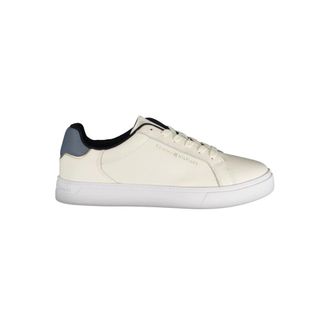 Tommy Hilfiger Femme, Chaussures, Beige, Taille: 40 EU Baskets en cuir avec d&eacute;tails bleus