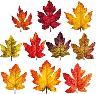 PartyKindom 1 Packung künstliche Ahornblätter, Accessoires, Herbstblätter, Heimdekoration (10 Farben, gemischte Verpackung), Heimdekoration für Feiern, Partys