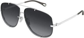 Chlo&eacute; Femme, Accessoires, Gris, Taille: 62 MM Pilot Lunettes de soleil