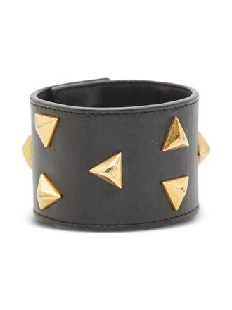 Saint Laurent bracelet en cuir Triangle Studs - Noir