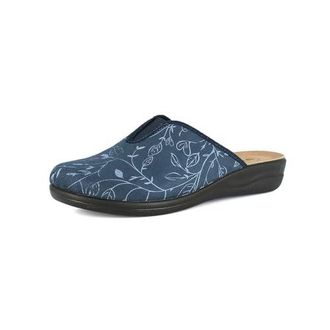 Inblu Femme Pantofole Donna Con Inserto Elastico E Disegno Foglie, Plantare Anatomico Imbottito, Suola Leggera E Resistente Mule, Bleu, 35 EU