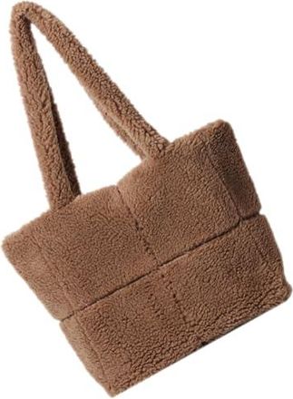 Hemobllo Paquet Fourre-Tout Duveteux Grand Format en Peluche Douce Paquet &agrave; Bandouli&egrave;re Marron Fourre-Tout R&eacute;utilisable pour Shopping et Usage Quotidien pour F