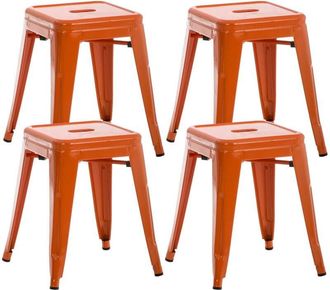 Clp Ensemble de 4 tabourets industriels en métal empilable idéal pour la barre des différentes couleurs colore : Orange