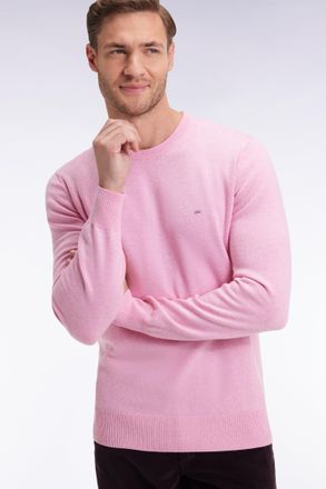 Eden Park Pull Col Rond En Laine Et Coton Rose