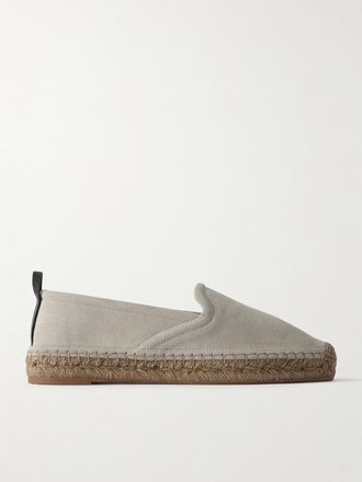 Brunello Cucinelli Espadrilles Aus Veloursleder Mit Zierperlen - Grau