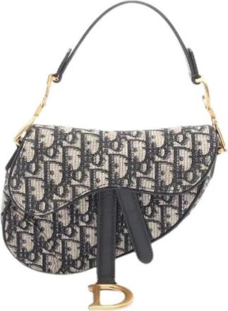 Dior Sac bandouli&egrave;re Dior doccasion en jacquard Oblique Mini - Femme - Pre-owned - Beige - Taille: ONE Size